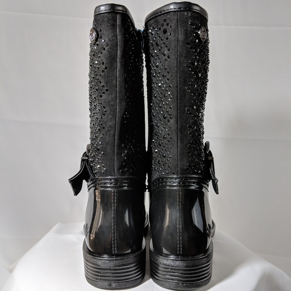 Posh Wellies | Shoes | Posh Wellies Black Studded Rainboots | Poshmark